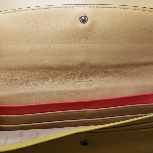 Coach | Bags | Coach Slim Fold Yellow Wallet | Poshmark